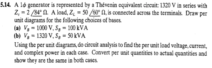 Solved 5.14. A lo generator is represented by a Thévenin | Chegg.com