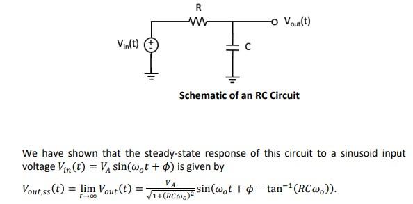 Solved R Vout(t) Vin(t) Schematic of an RC Circuit We have | Chegg.com