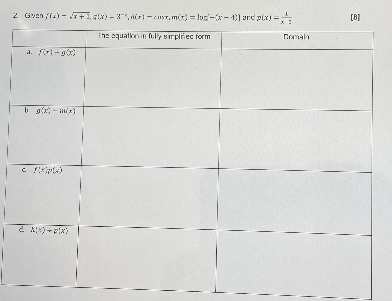Solved Given \\( f(x)=\\sqrt{x+1}, g(x)=3^{-x} \\cdot | Chegg.com