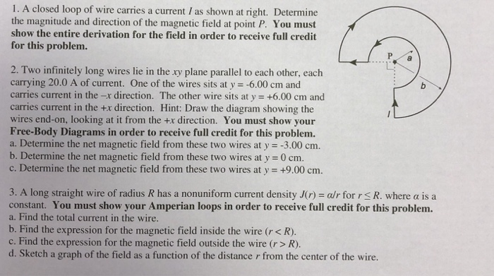 Solved 1. A closed loop of wire carries a current / as shown | Chegg.com
