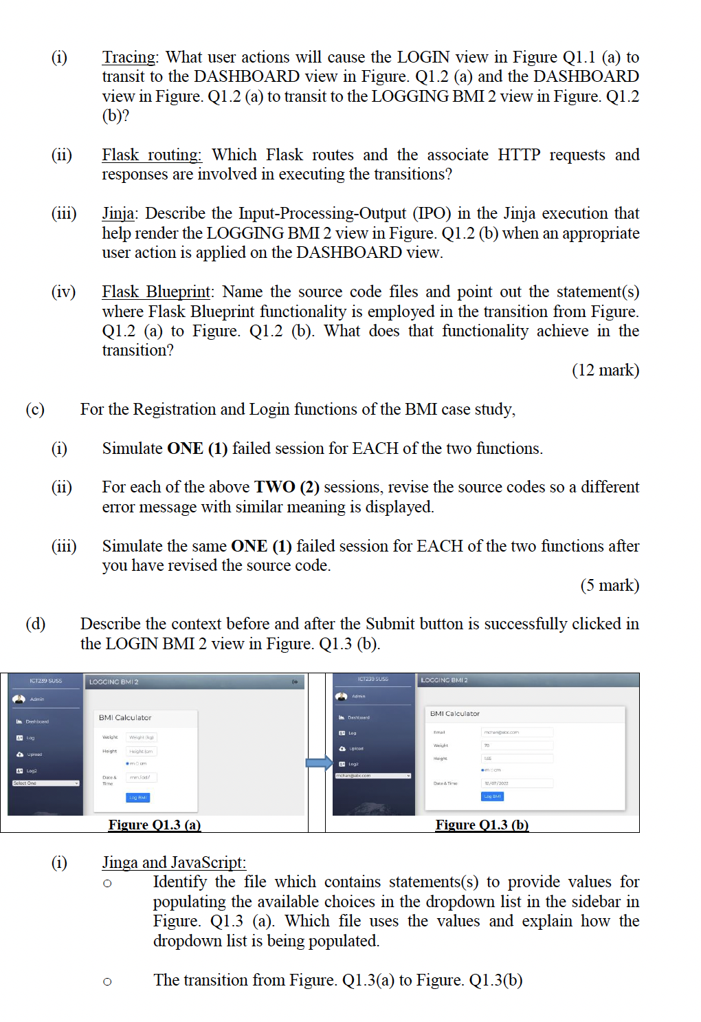 Solved Question 1 (40 marks) Question Q1 concerns the BMI | Chegg.com