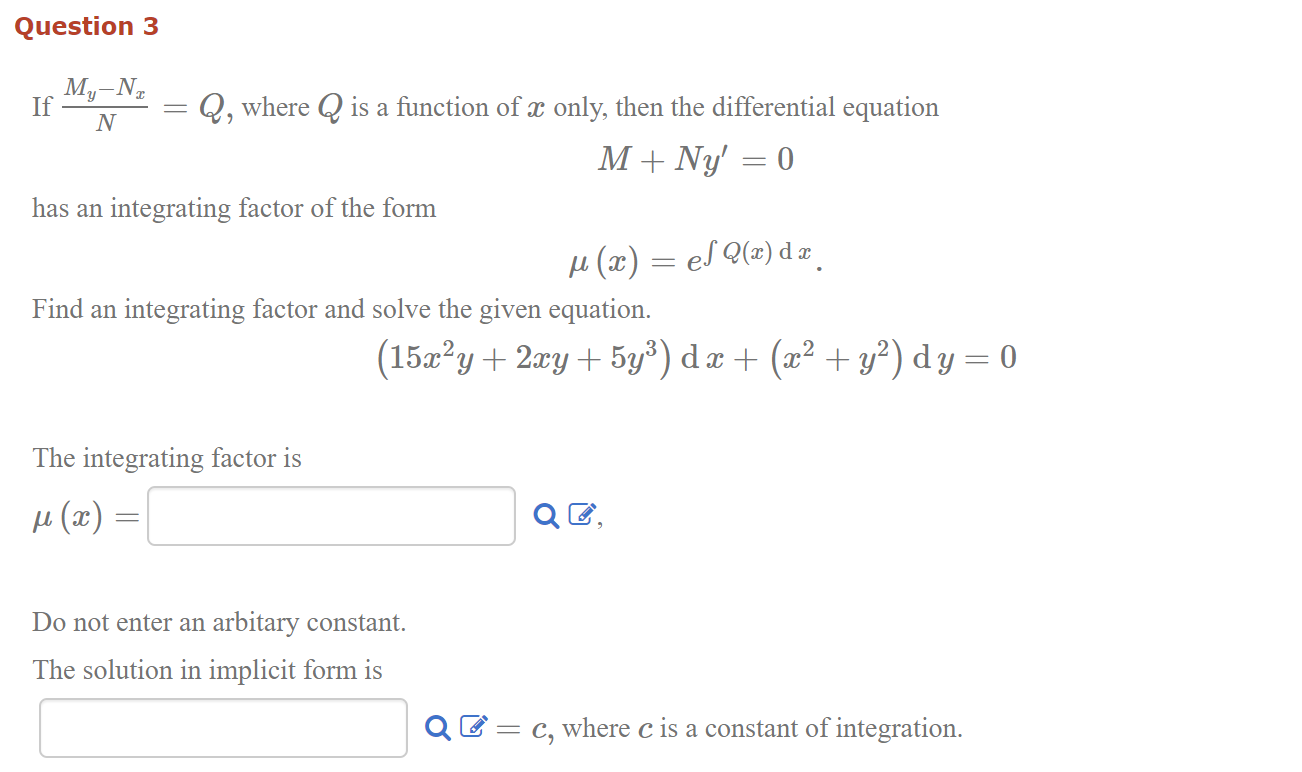Solved Question 3 My-N, If Q, where Q is a function of X | Chegg.com