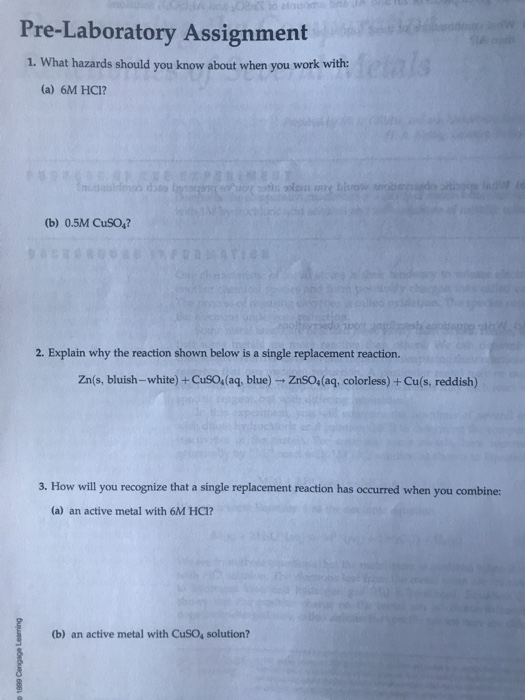 Solved Pre-Laboratory Assignment 1. What hazards should you | Chegg.com