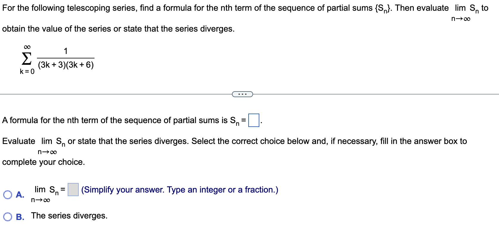 Solved For the following telescoping series, find a formula | Chegg.com