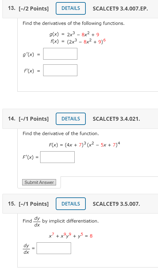 Solved 13. [-12 Points] DETAILS SCALCET9 3.4.007.EP. Find | Chegg.com