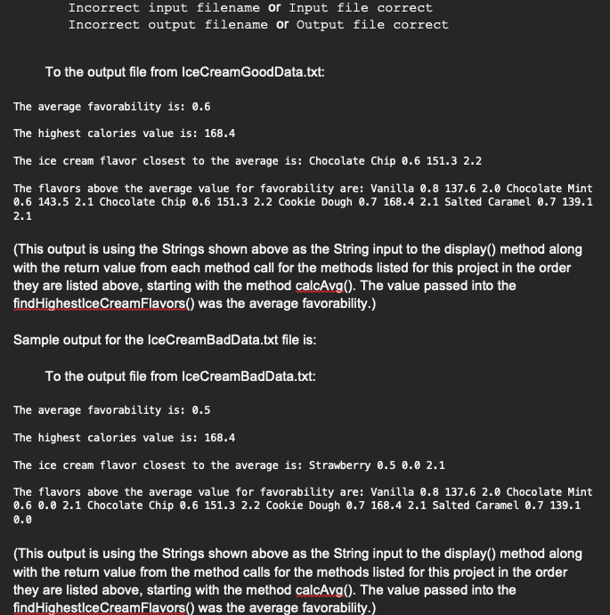 Solved Programming Project 7 - Ice Cream Analysis 2 Program | Chegg.com