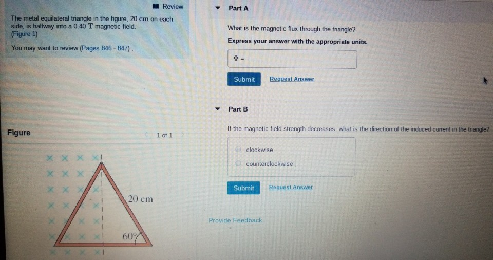 Solved Review PartA The metal equilateral triangle in the | Chegg.com