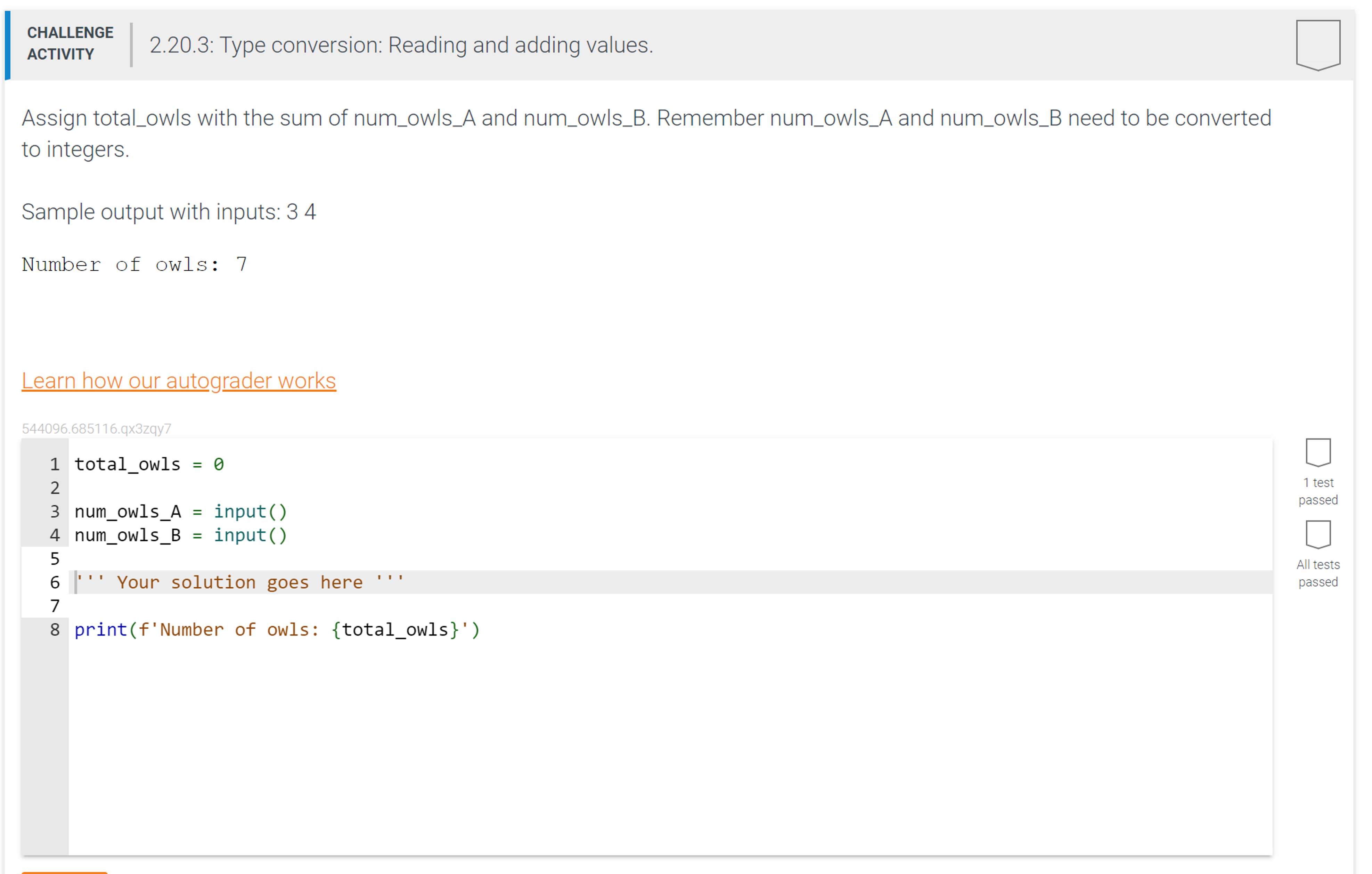 Solved 2.20.3: Type conversion: Reading and adding | Chegg.com