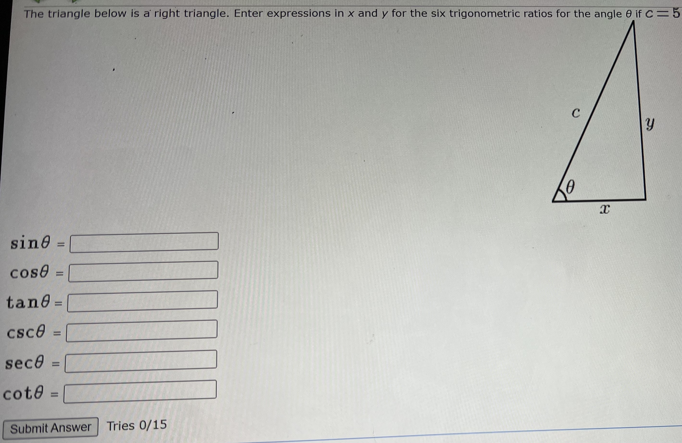 The triangle below is a right triangle. Enter | Chegg.com