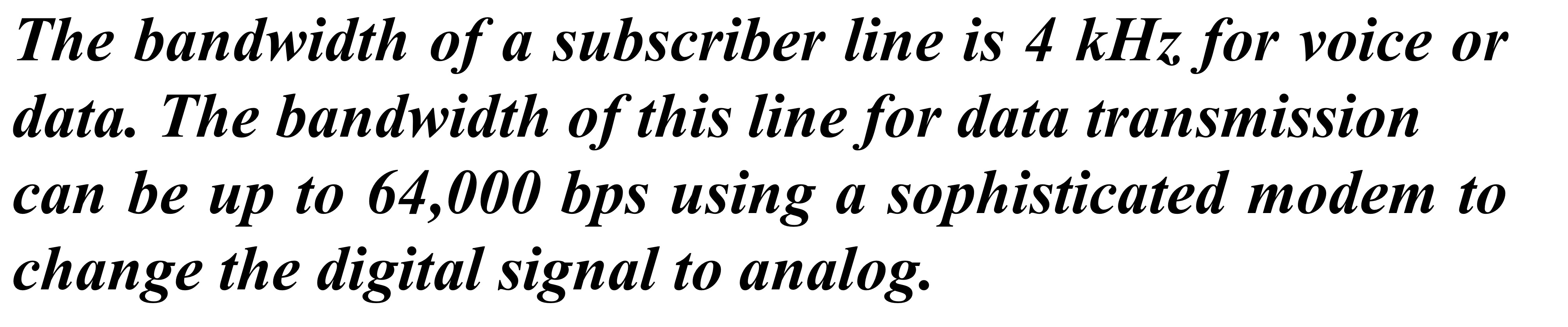 Solved The bandwidth of a subscriber line is 4kHz ﻿for voice | Chegg.com