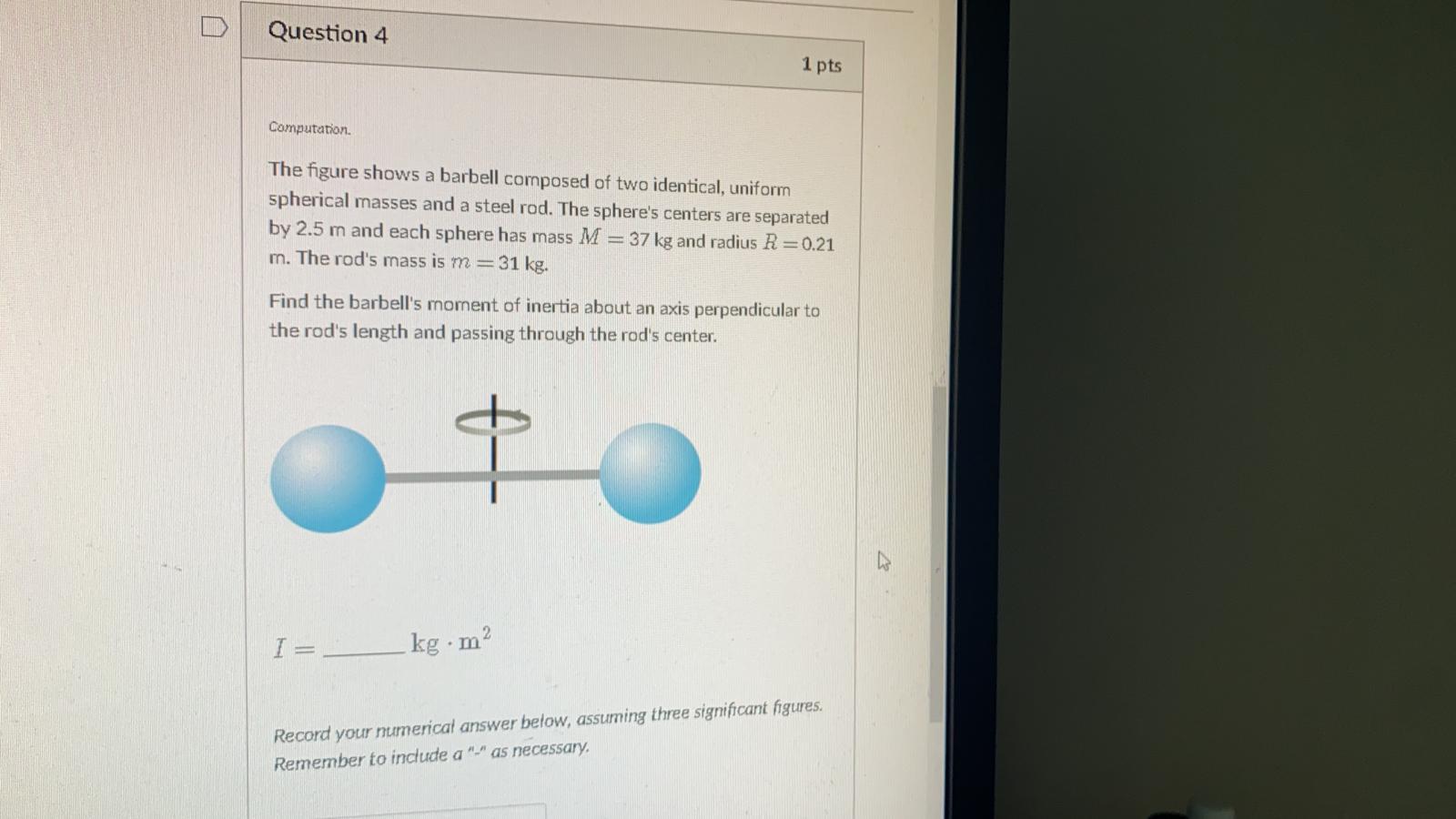 Solved .The figure shows a barbell composed of | Chegg.com