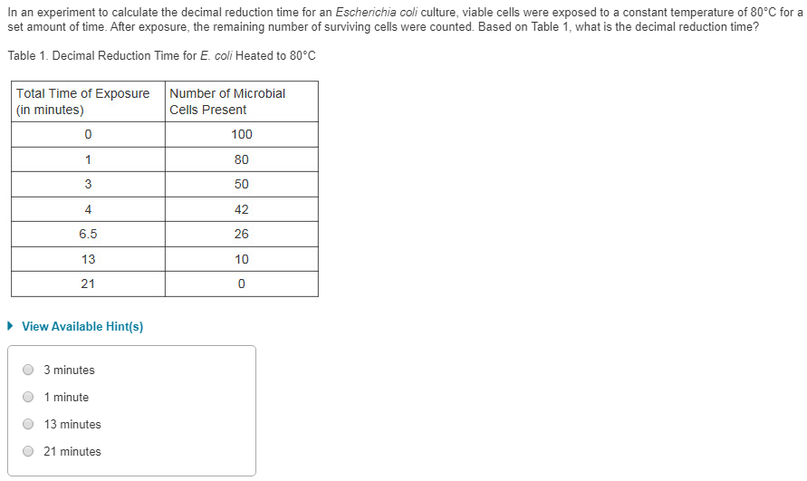 Solved In an experiment to calculate the decimal reduction | Chegg.com