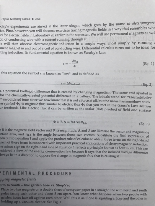 Solved Physics Laboratory Manual Loyd experiments are | Chegg.com