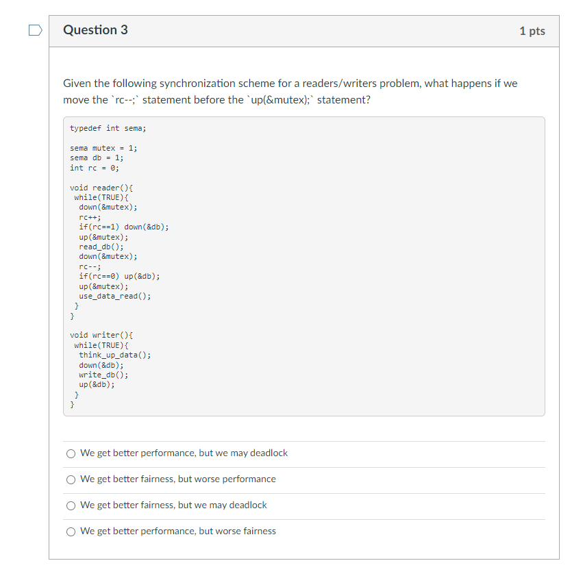Solved Given the following synchronization scheme for a | Chegg.com
