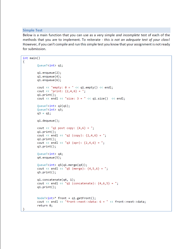 CMPT 225 Assignment 2 - Queue You are to implement | Chegg.com