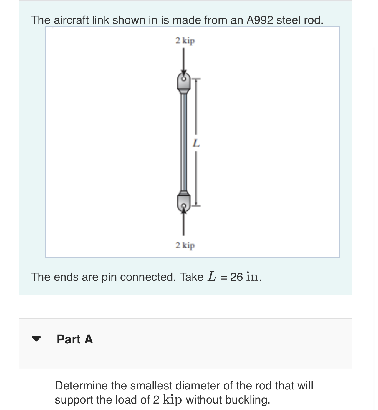 Solved The aircraft link shown in is made from an A992 steel | Chegg.com