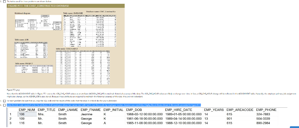 IGURE P7.1 THECHD7_CONSTRUCTCD DATABAS Rtatiutal | Chegg.com