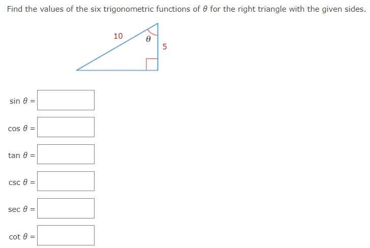 Solved Find the values of the six trigonometric functions of | Chegg.com