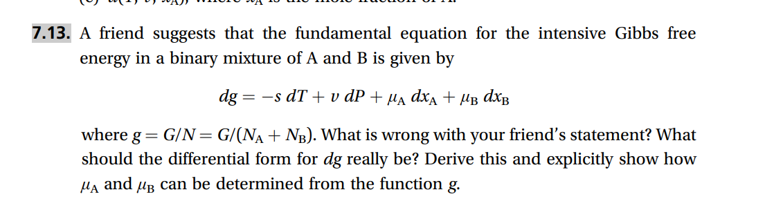 Solved 13. A friend suggests that the fundamental equation | Chegg.com