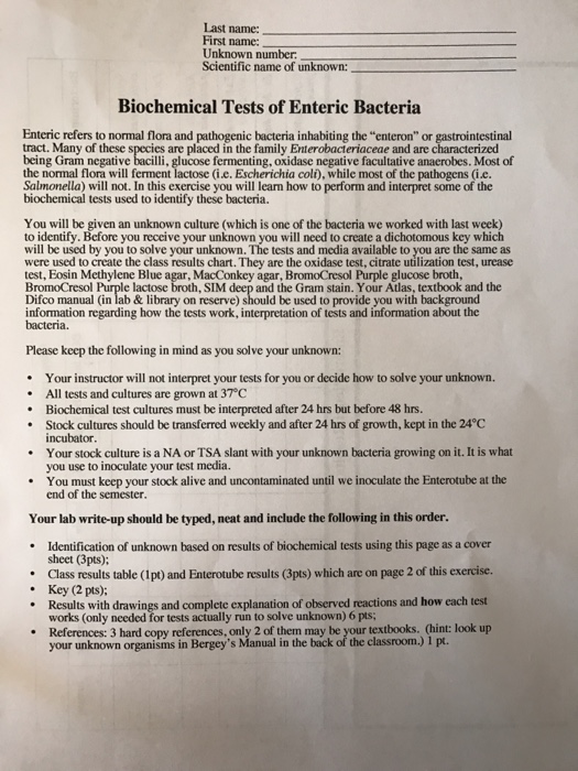 Last name: First name: Unknown number: Scientific | Chegg.com