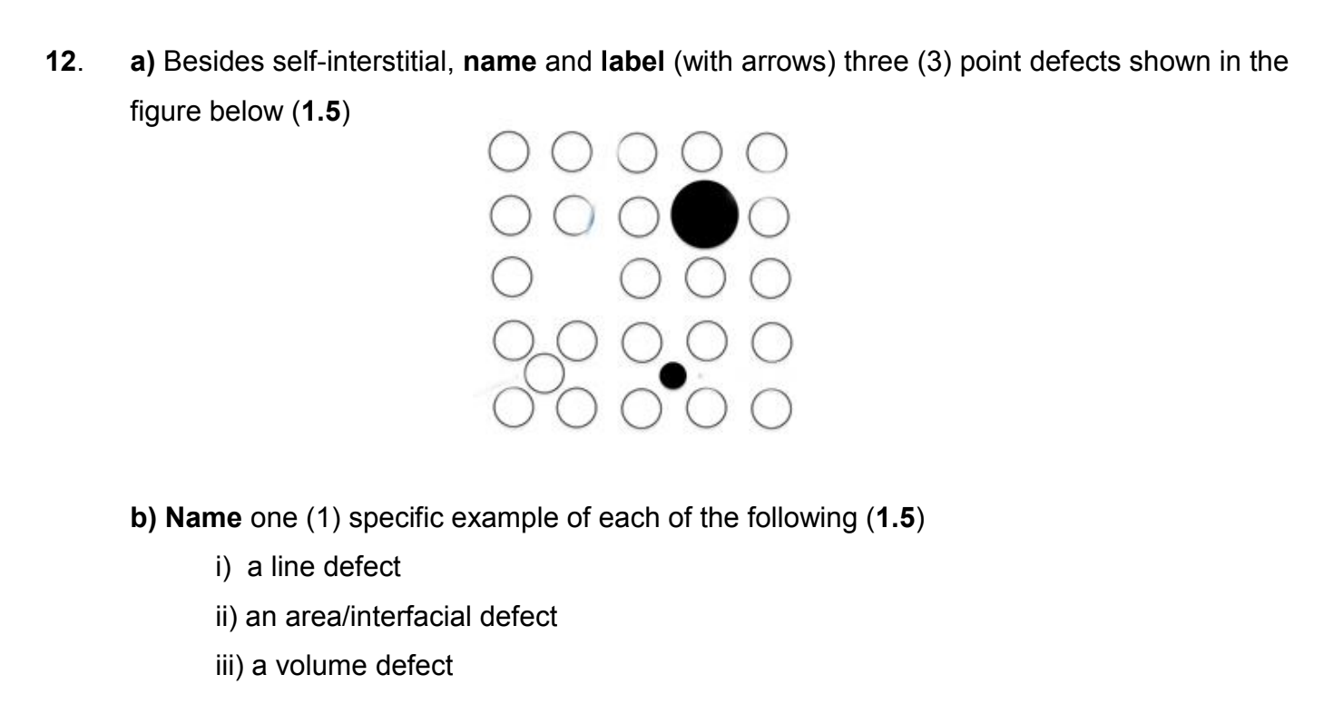 Solved 12. a) Besides self-interstitial, name and label | Chegg.com