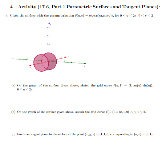 Solved 4 Activity (17.6, Part 1 Parametric Surfaces and | Chegg.com
