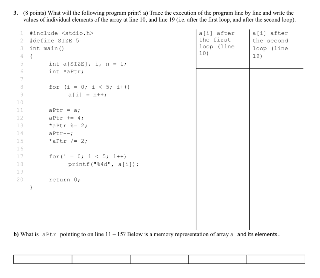 Solved 3. (8 points) What will the following program print? | Chegg.com