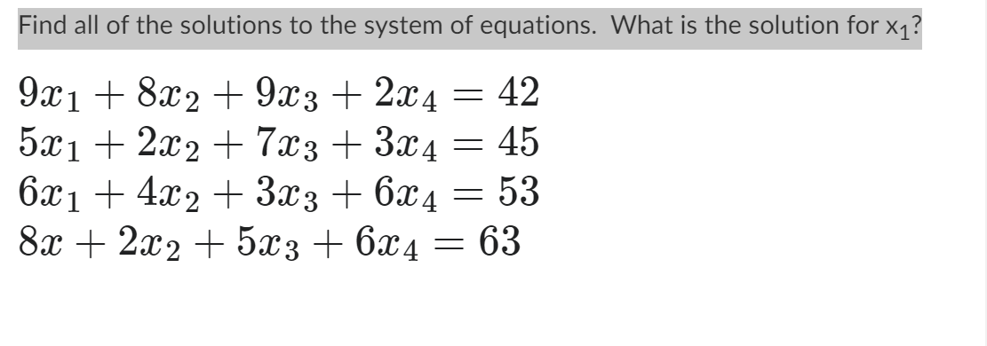 Solved Find all of the solutions to the system of equations. | Chegg.com
