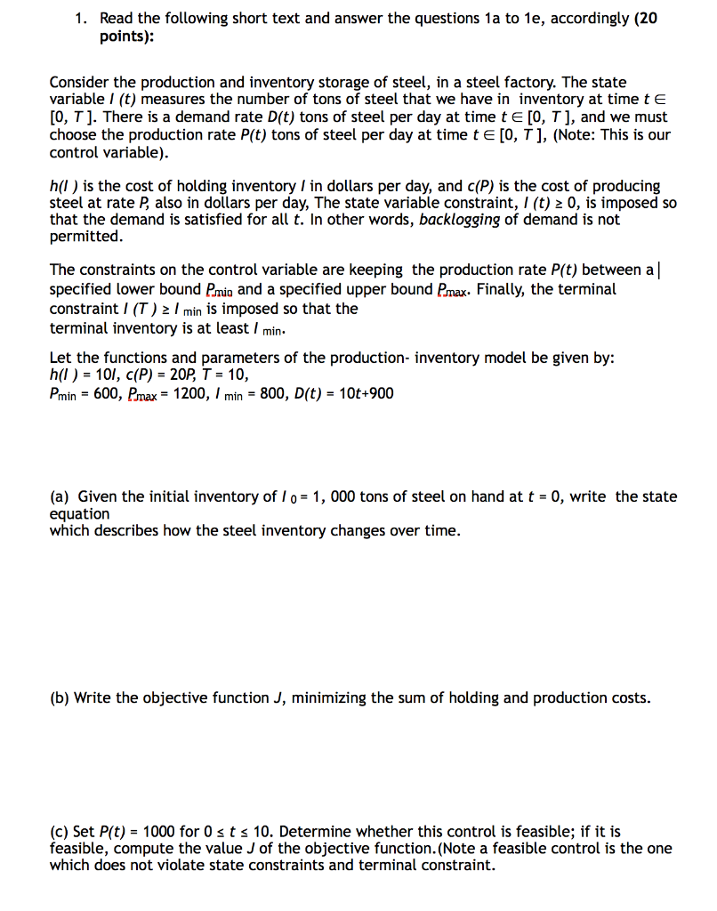 Solved 1. Read the following short text and answer the | Chegg.com