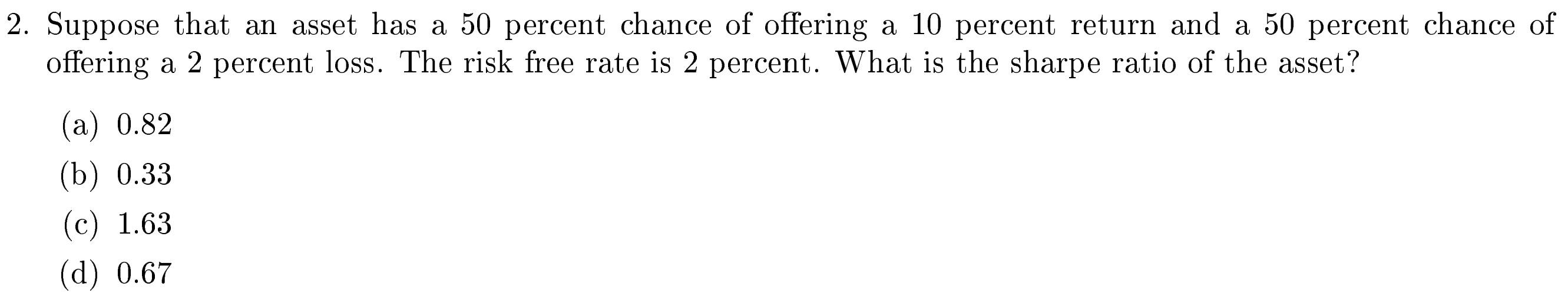 Solved Suppose that an asset has a 50 percent chance of | Chegg.com