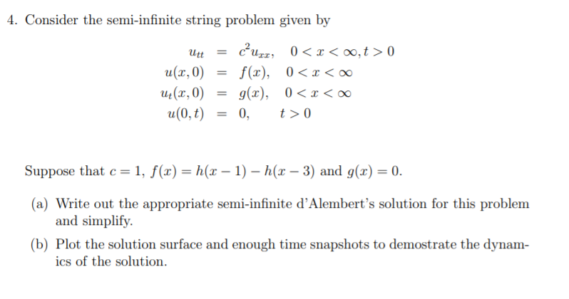Solved 4. Consider the semi-infinite string problem given by | Chegg.com