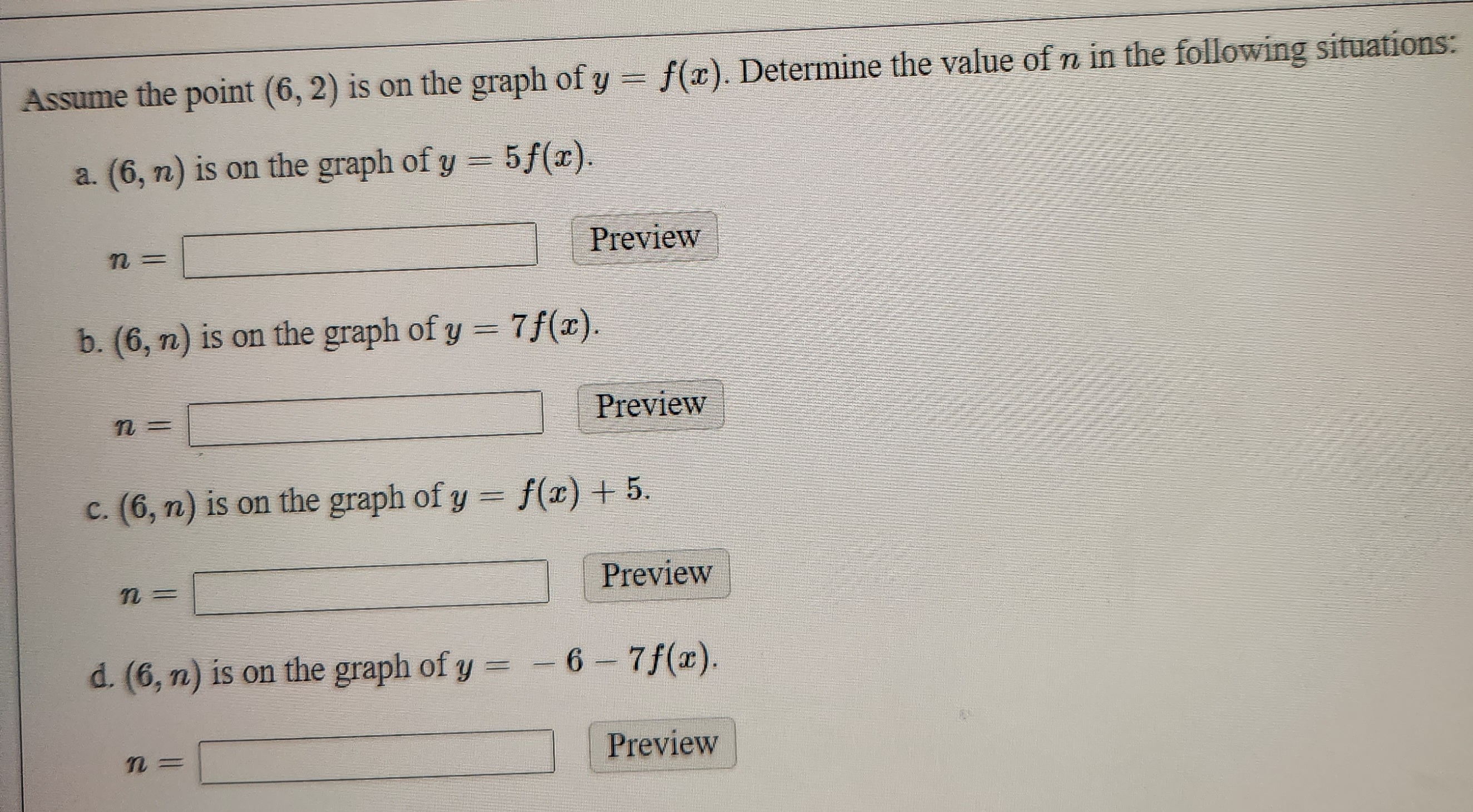 Solved Assume the point (6,2) is on the graph of y=f(x). | Chegg.com