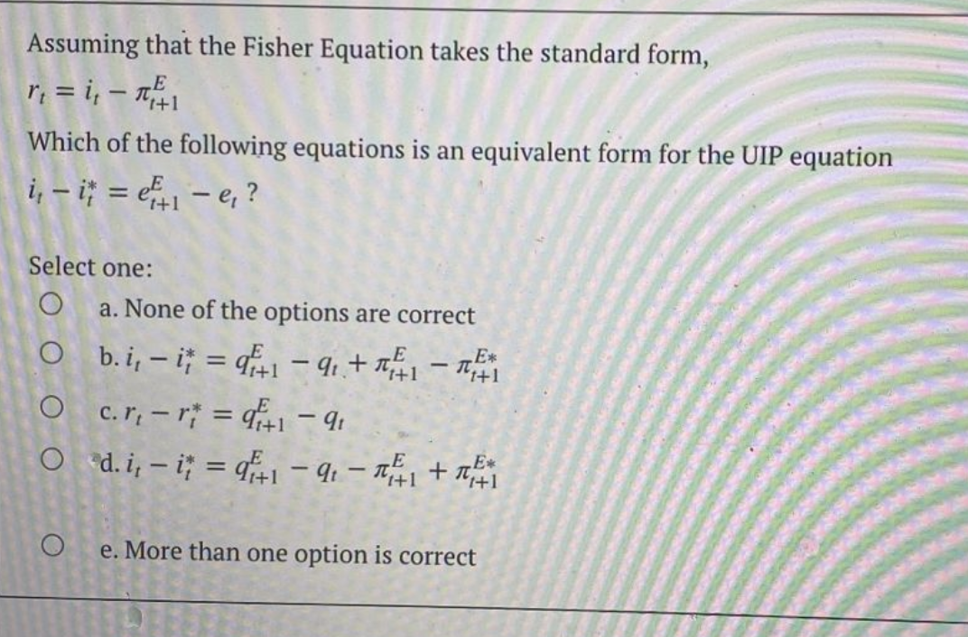 Solved Assuming that the Fisher Equation takes the standard | Chegg.com