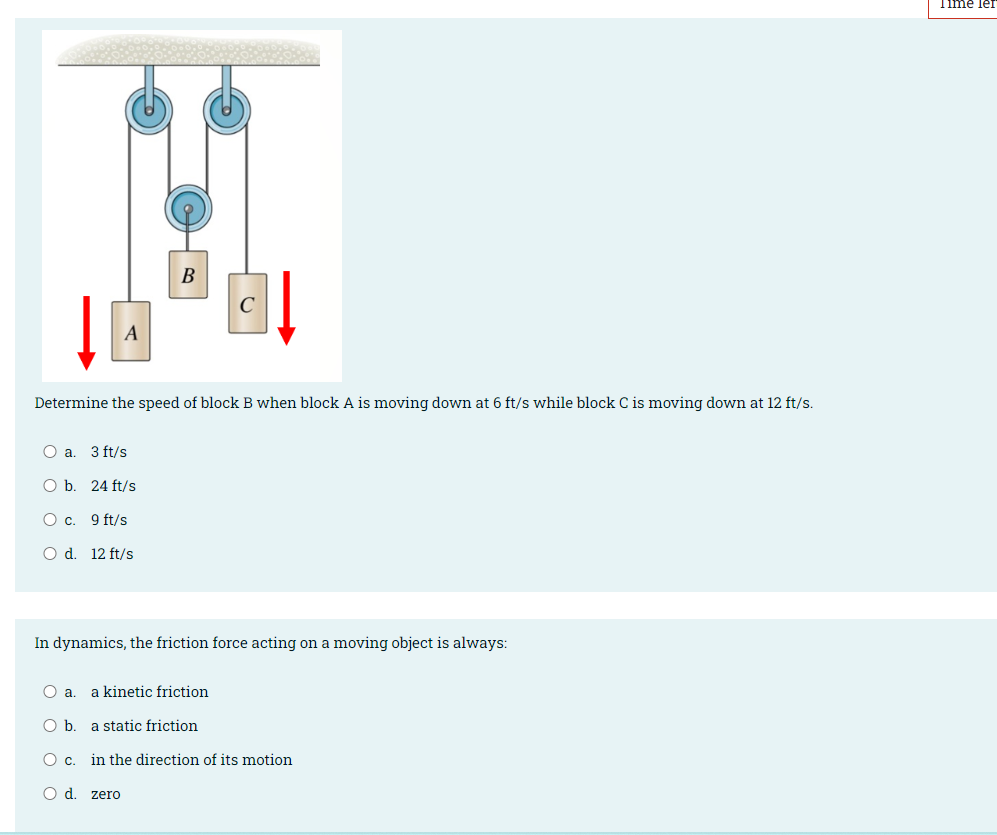 Solved Determine the speed of block B when block A is moving | Chegg.com