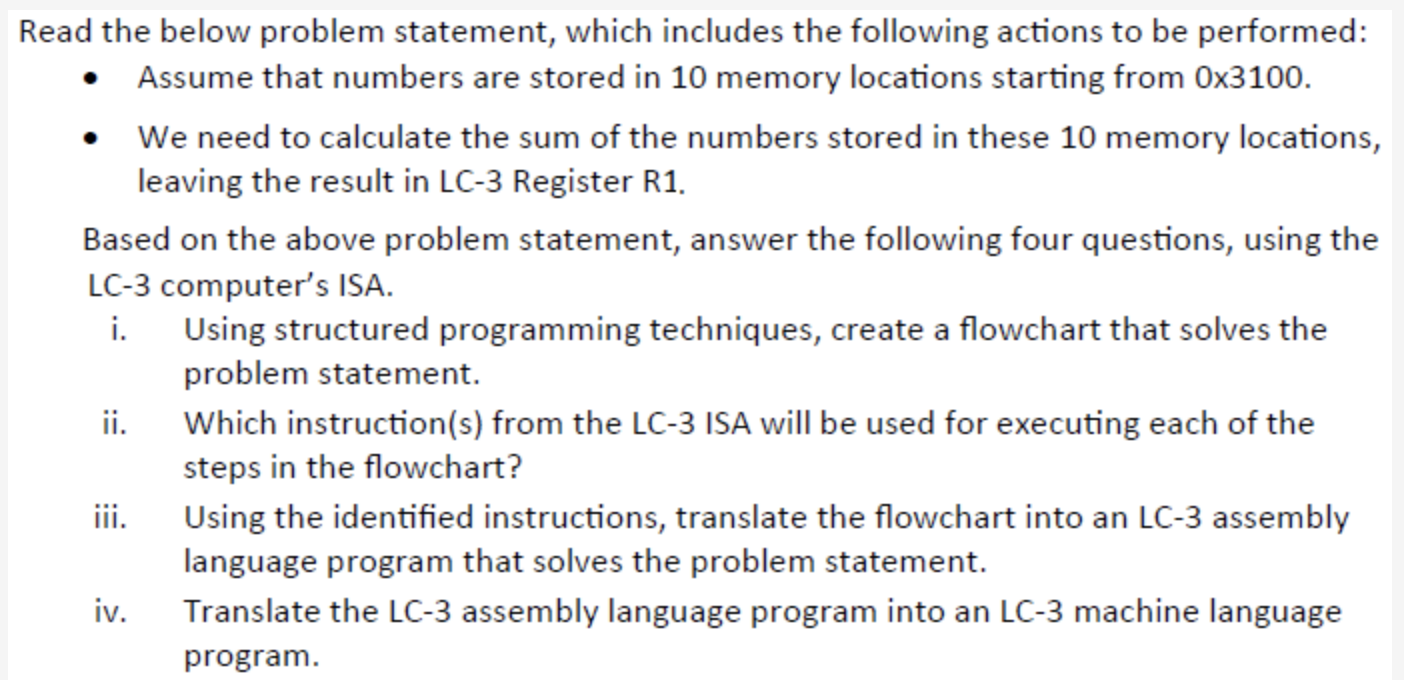 Solved Read the below problem statement, which includes the | Chegg.com