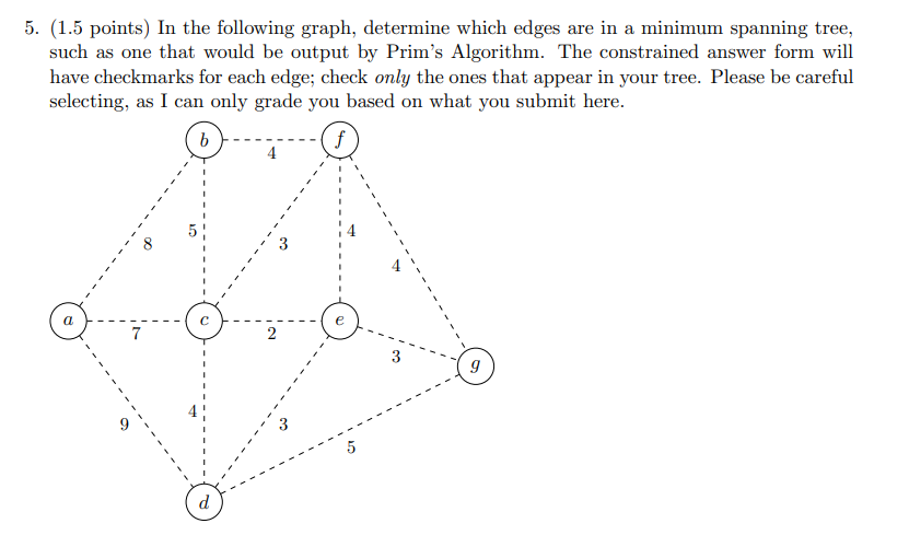 Solved 5. (1.5 points) In the following graph, determine | Chegg.com