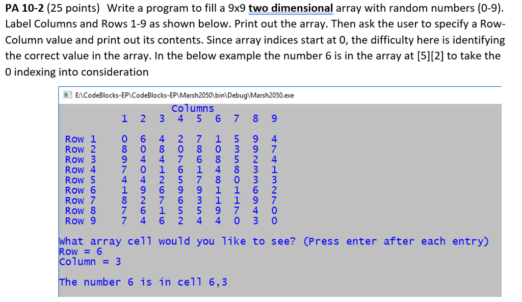 PA 10-2 (25 points) Write a program to fill a 9x9 two | Chegg.com