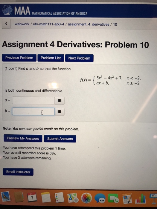 Solved MAA MATHEMATICAL ASSOCIATION OF AMERICA webwork / | Chegg.com