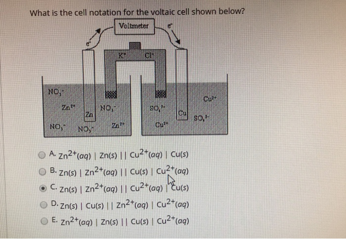Solved What is the cell notation for the voltaic cell shown | Chegg.com