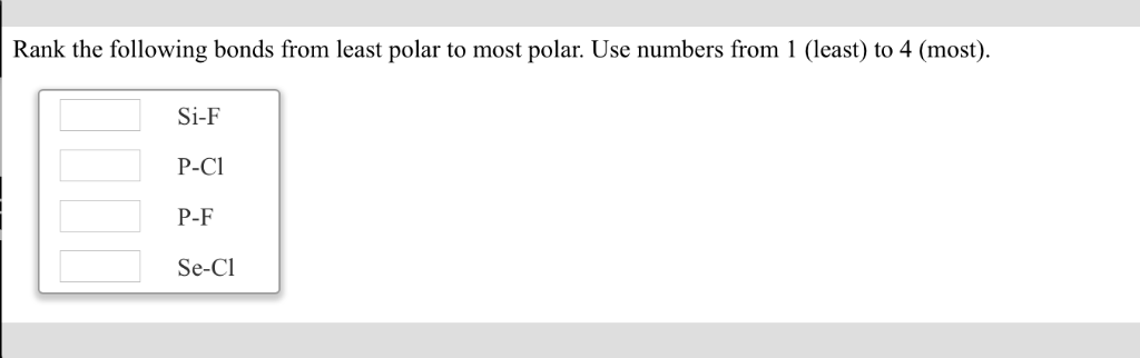 Solved Rank the following bonds from least polar to most | Chegg.com