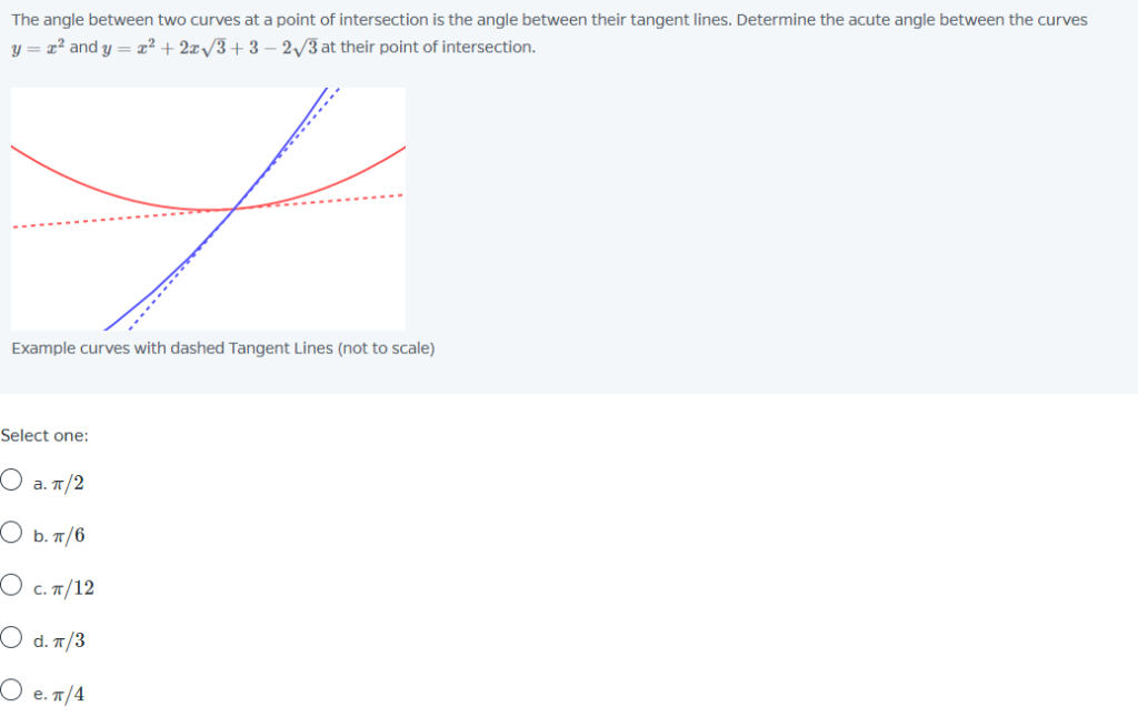 Solved The angle between two curves at a point of | Chegg.com
