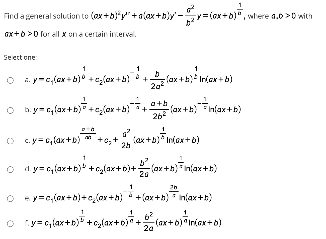 Solved a? Find a general solution to (ax+b)?y"'+alax+b)y' – | Chegg.com