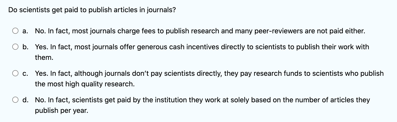 Solved Do scientists get paid to publish articles in | Chegg.com