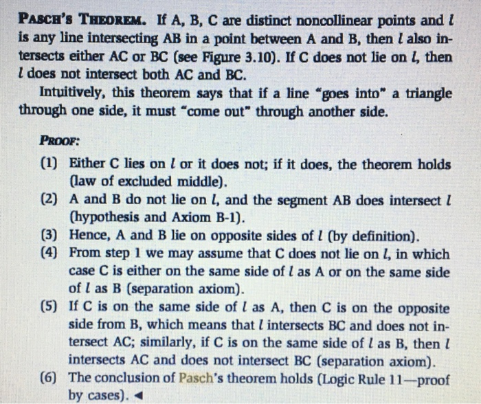 Solved PASCH'S THEOREM. If A, B, C are distinct noncollinear | Chegg.com