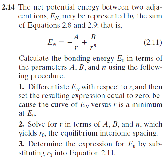 Solved + 2.14 The net potential energy between two adja- | Chegg.com