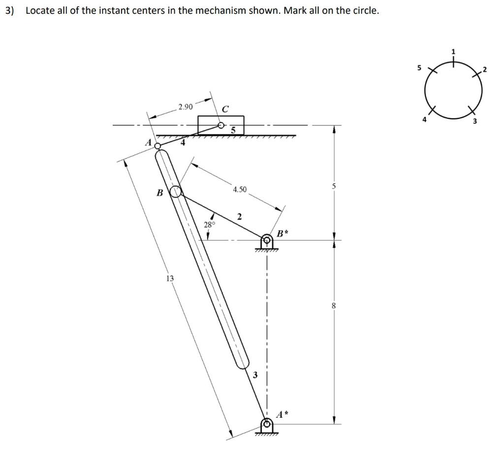 Solved 3) Locate all of the instant centers in the mechanism | Chegg.com
