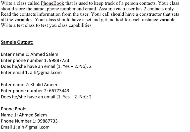 Solved Write a class called PhoneBook that is used to keep | Chegg.com