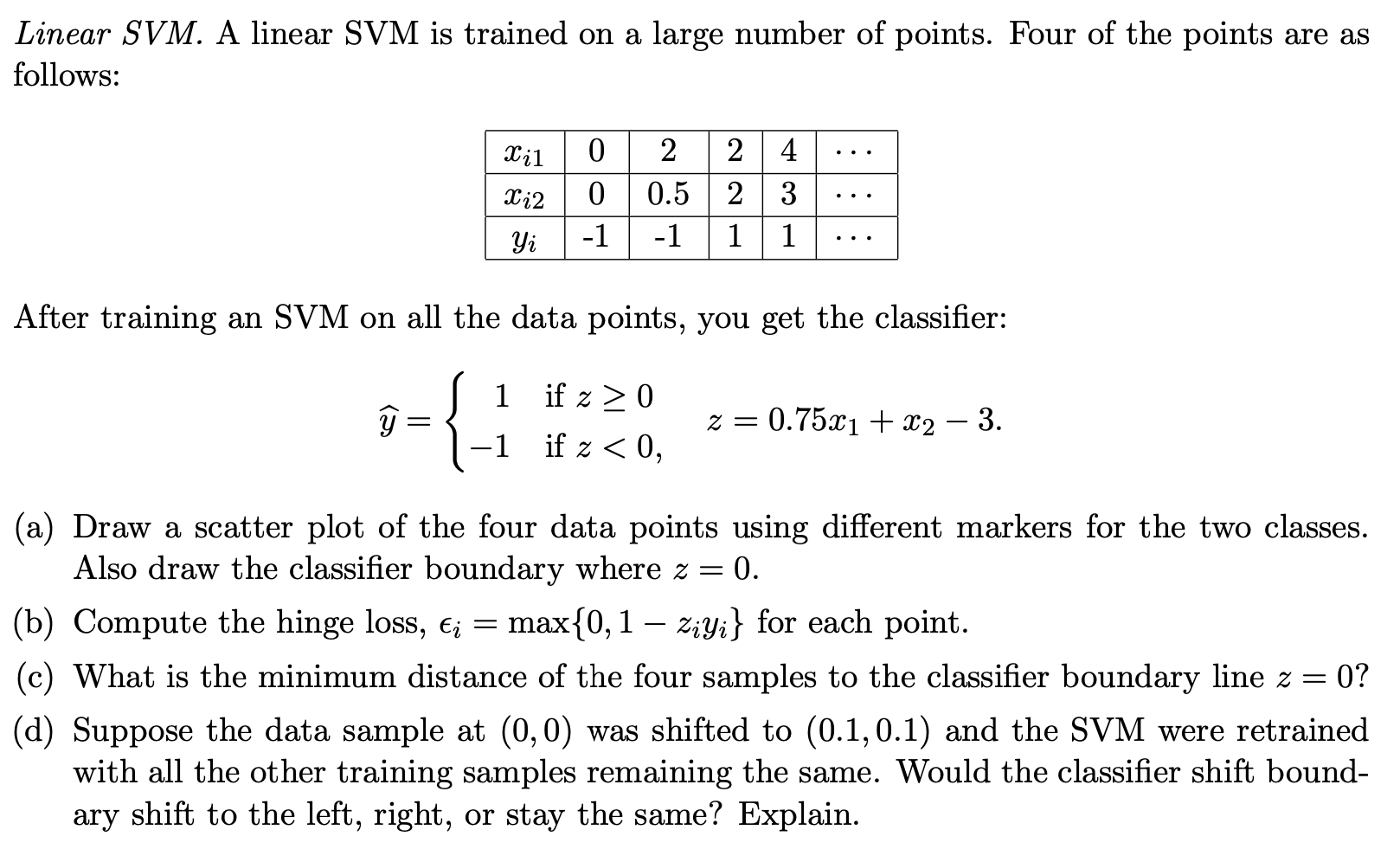 Linear SVM. A linear SVM is trained on a large number | Chegg.com