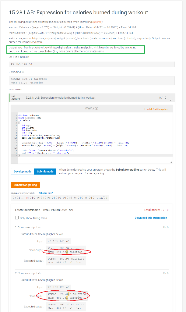 Solved Help with C++ assignment 15.28 LAB: Expression for | Chegg.com
