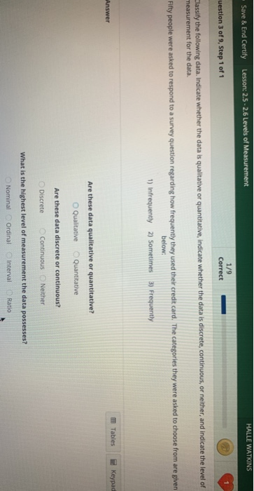 Solved Save & End Certify Lesson: 2.5-2.6 Levels of 1/9 | Chegg.com